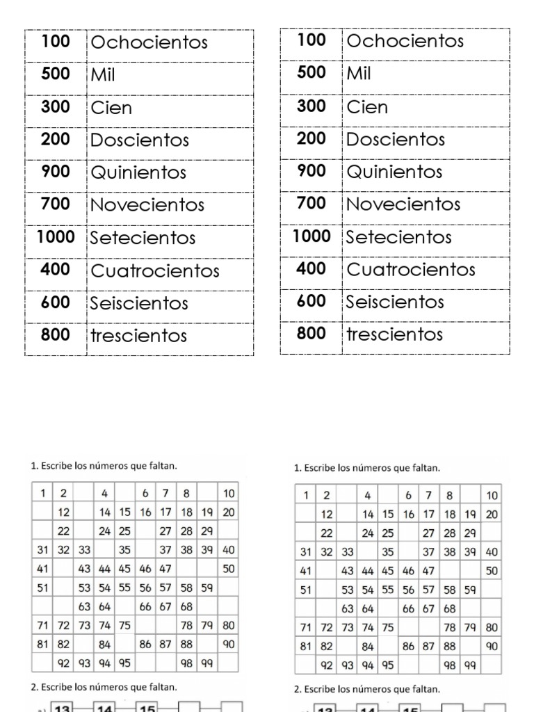 Números en Palabras: Ejemplos y Clases | PDF | Hogar, jardinería y ...