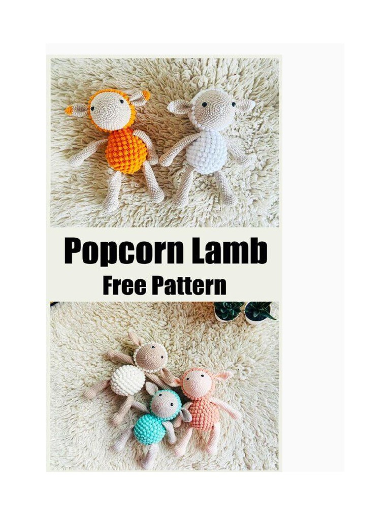 Popcorn Lamb Amigurumi Crochet PDF Free Pattern | PDF | Crochet ...