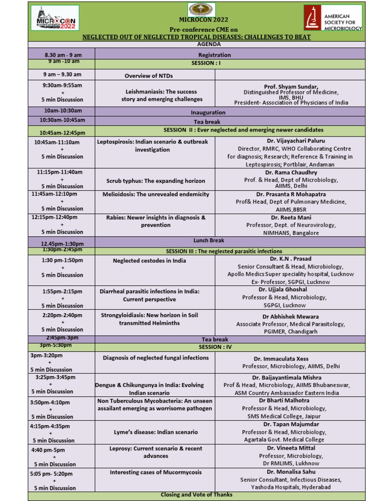 NTD CME Agenda (Final Version To Be Uploaded) | PDF | Infection ...