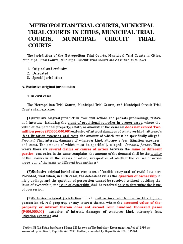 Metropolitan Trial Courts | PDF | Lawsuit | Government