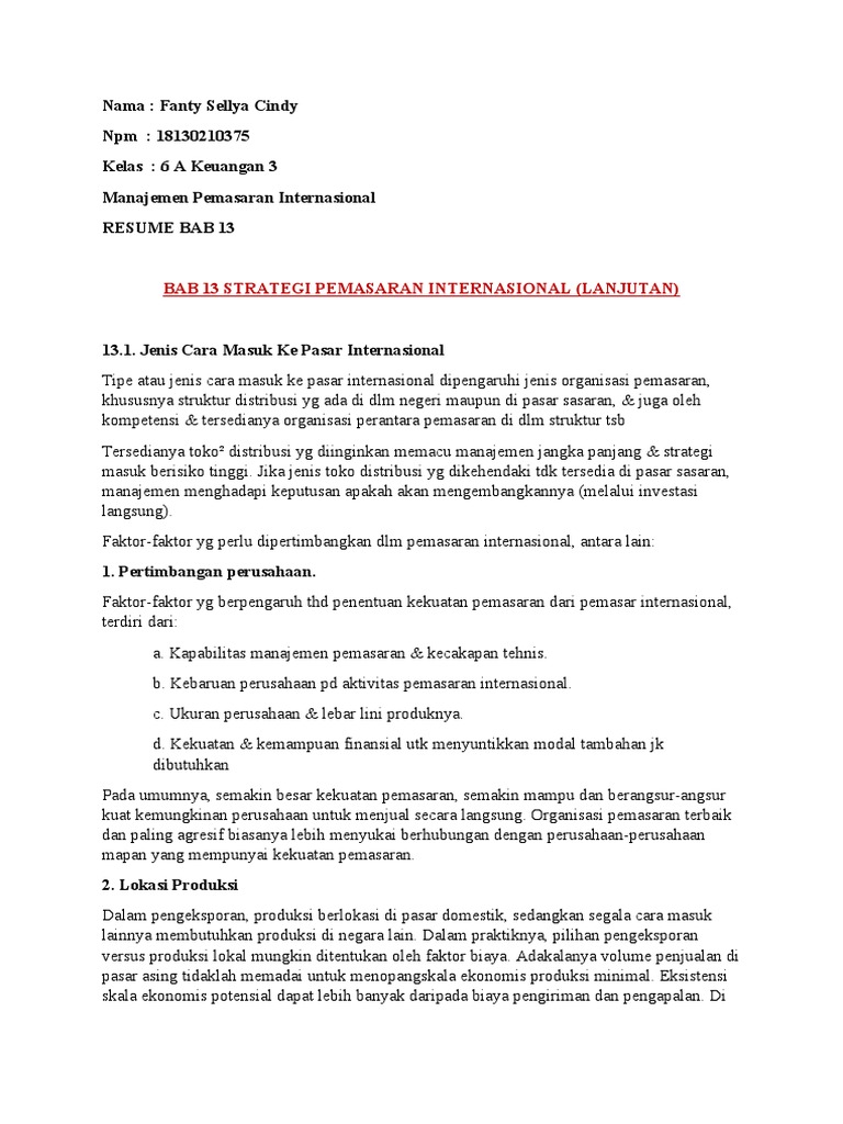 Resume MPI Bab 13 | PDF | Pengelolaan Keuangan & Uang