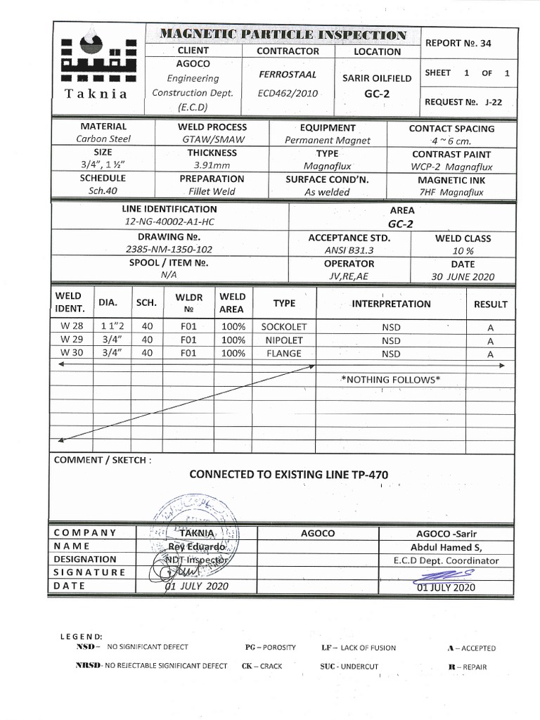 J-22 Magnetic Particle Inspection Report No.34 | PDF