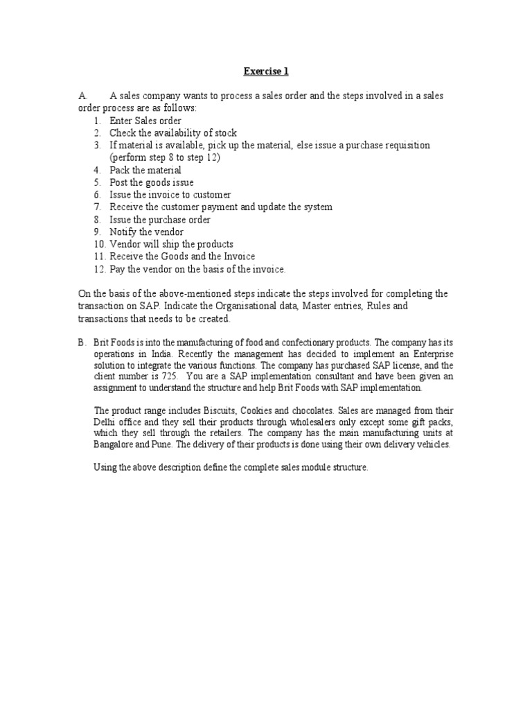 Exercise | PDF | Enterprise Resource Planning | Sales