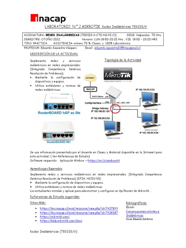 LABORATORIO N°2 MIKROTIK Redes Inalámbricas TERI03 | PDF | Controlador de interfaz de red ...