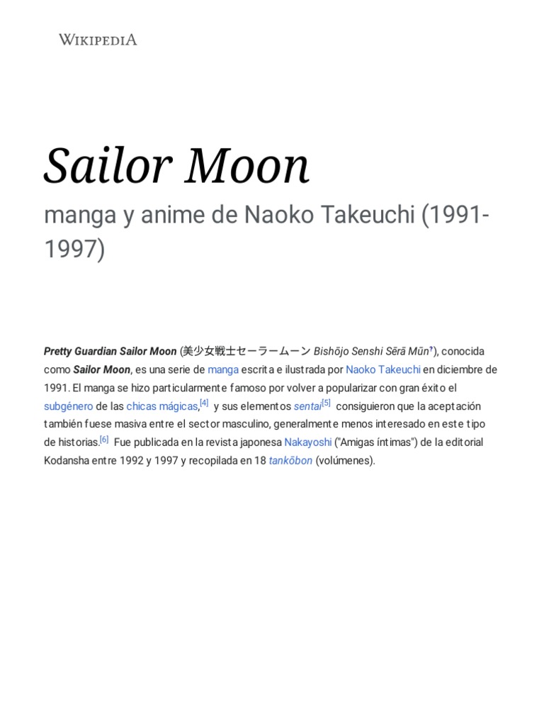 Sailor Moon - Wikipedia, La Enciclopedia Libre | PDF | Anime y manga
