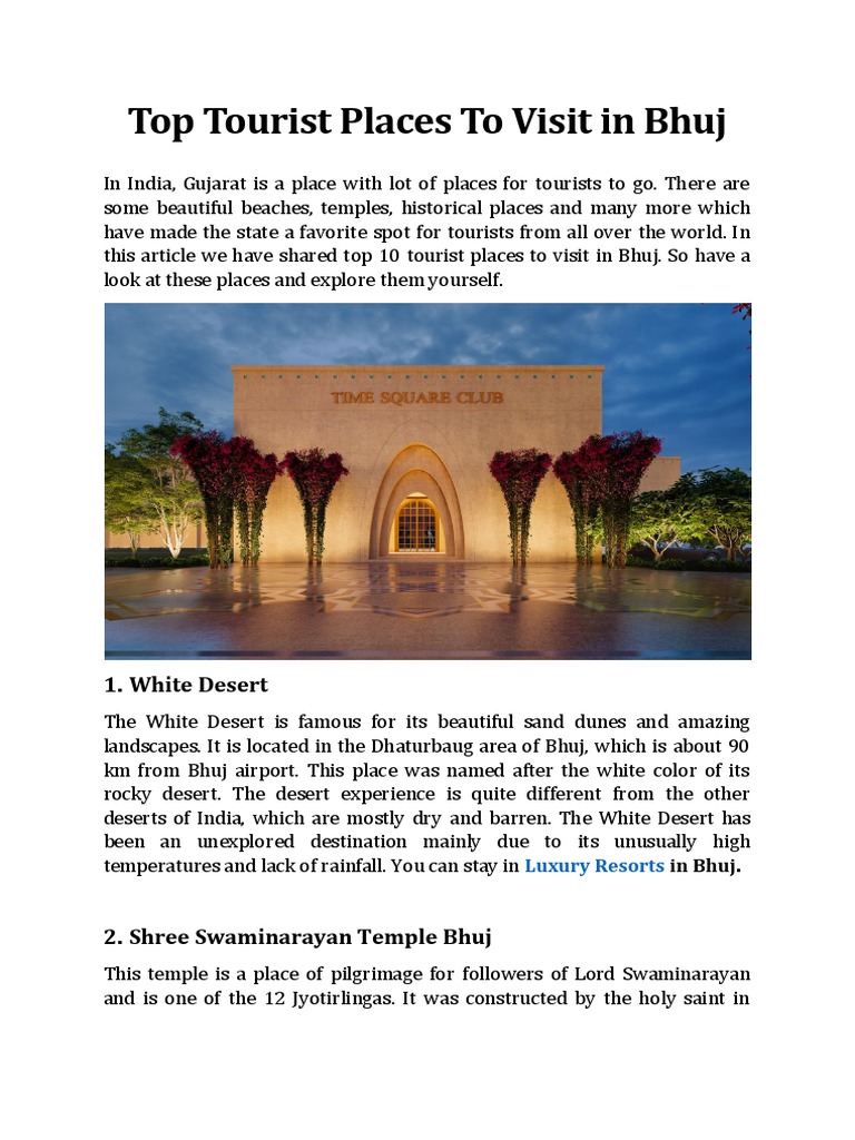Top Tourist Places To Visit in Bhuj | PDF