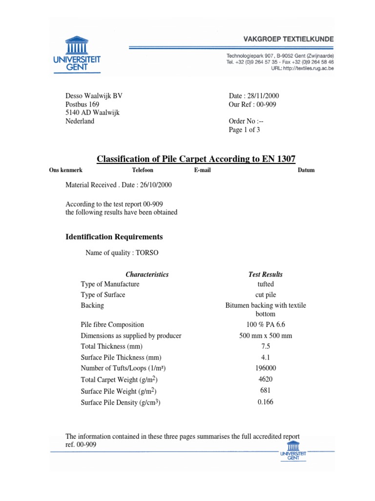 Classification of Pile Carpet "TORSO | PDF | Carpet | Textiles