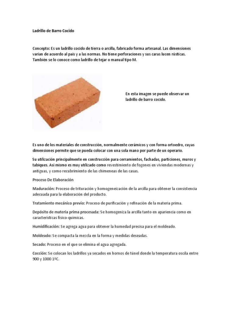 Proceso de Fabricación del Ladrillo de Barro | PDF | Ladrillo ...