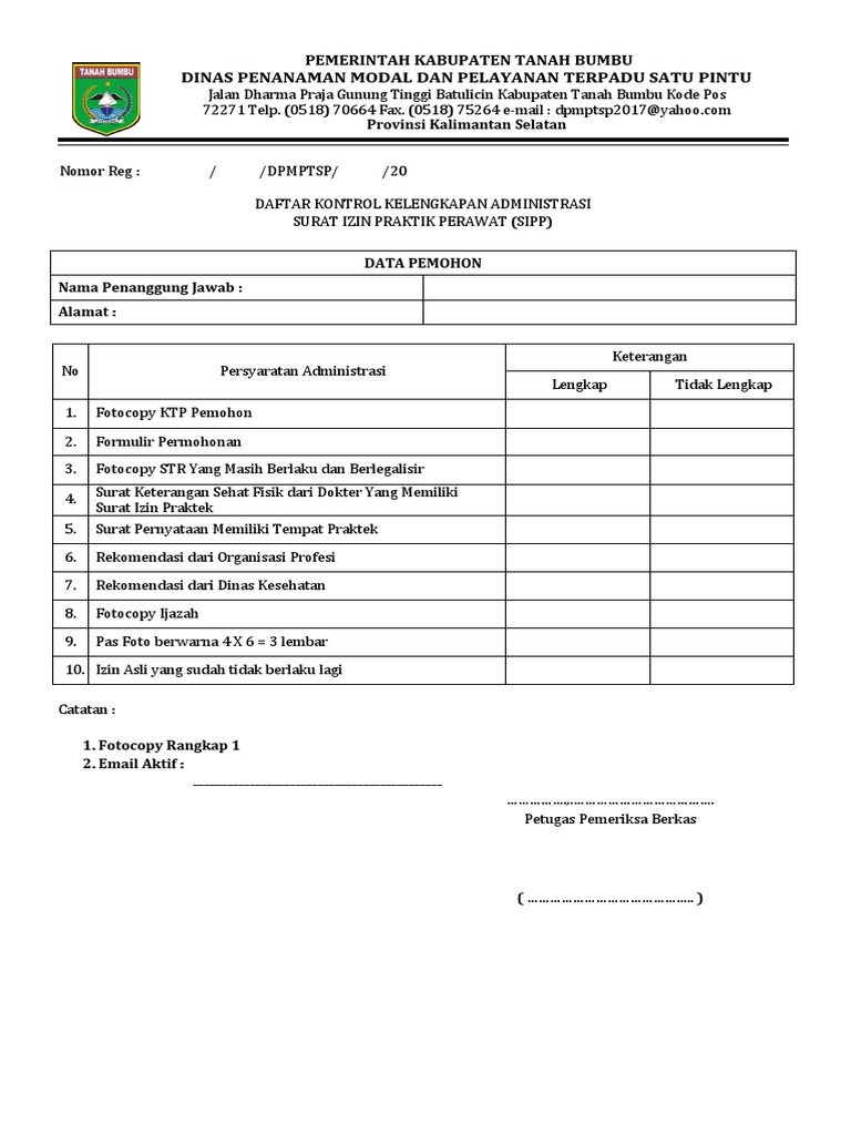 Surat Permohonan SIPP | PDF