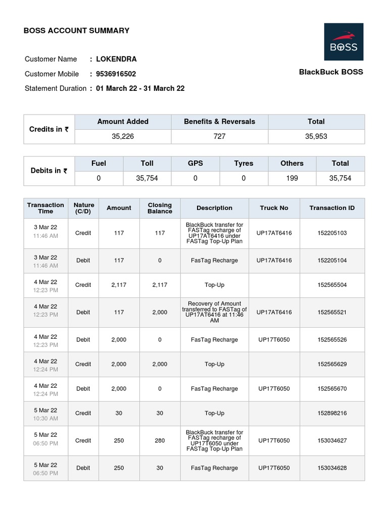 Boss Account Summary-95369165021657775411899 | PDF | Credit Card ...