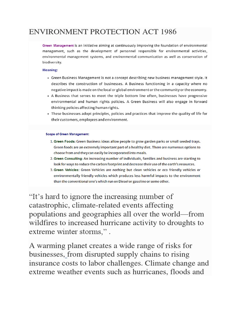 Environment Protection Act 1986 | PDF | Climate Change | Environmental ...