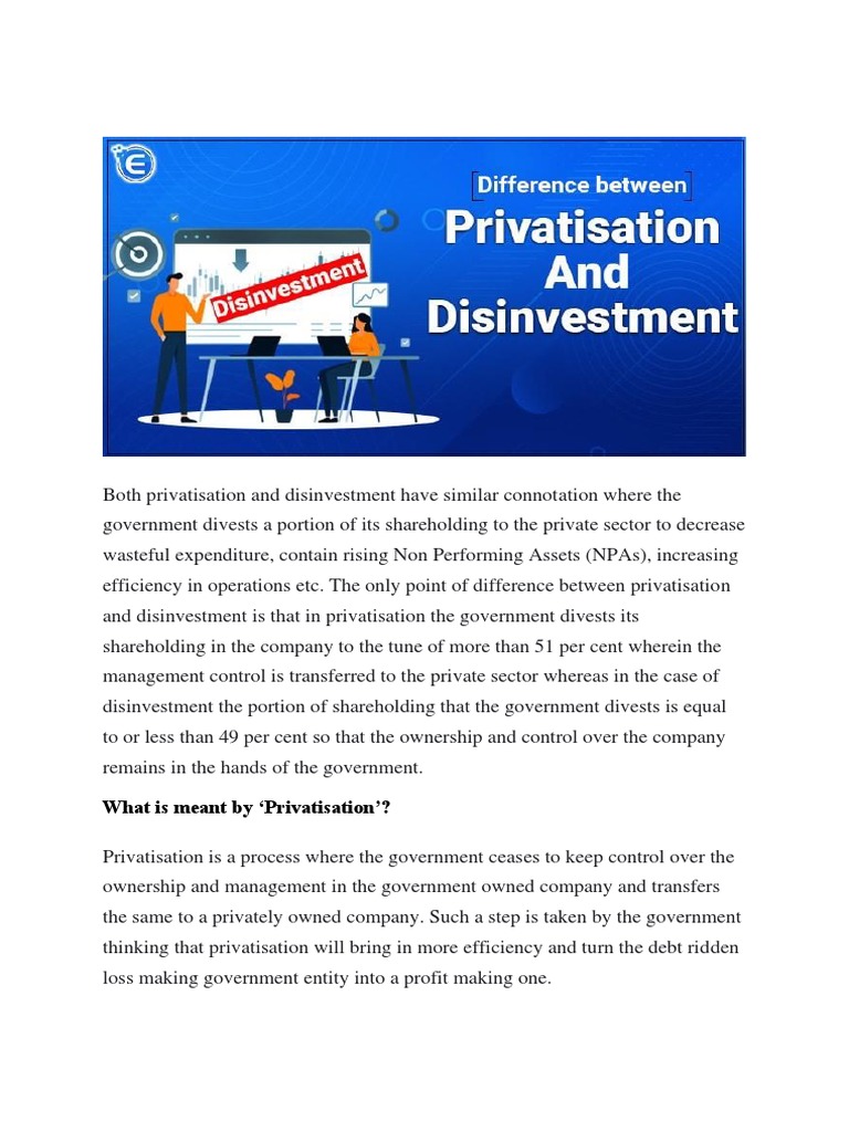Privatisation and Disinvestment | PDF | Privatization | Market (Economics)
