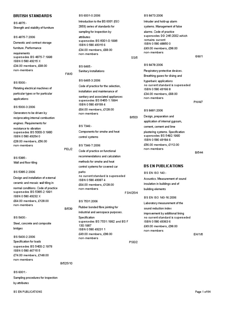 Bs En Standard Code List Compress PDF Electrical Connector Materials