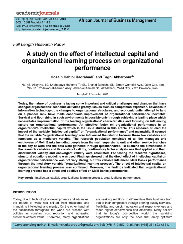 A Study On The Effect of Intellectual Capital ... | PDF | Factor ...