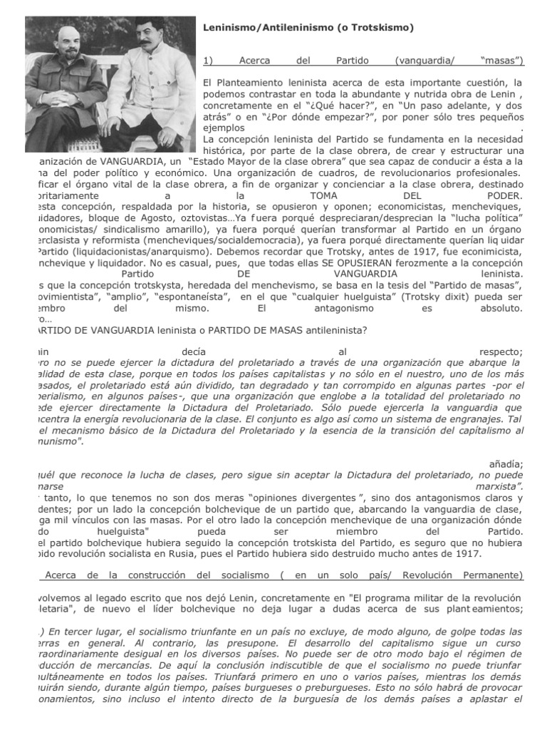 Antileninismo o Trotskismo | PDF | Vladimir Lenin | Leon Trotsky