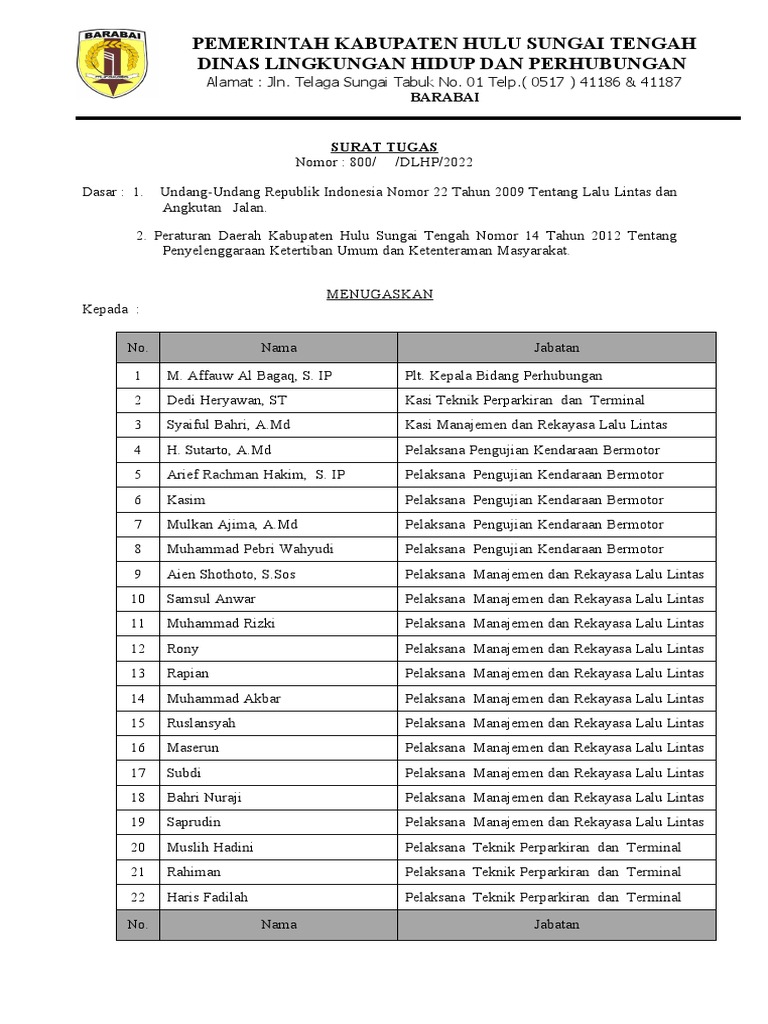 Surat Tugas Penertiban Untuk Adipura 2022 - 28 Agustus 2022 | PDF | Teknologi & Rekayasa