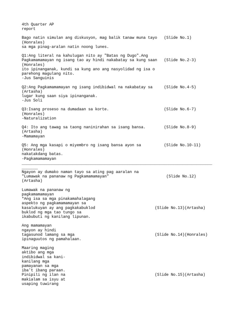 4th Quarter AP Report | PDF