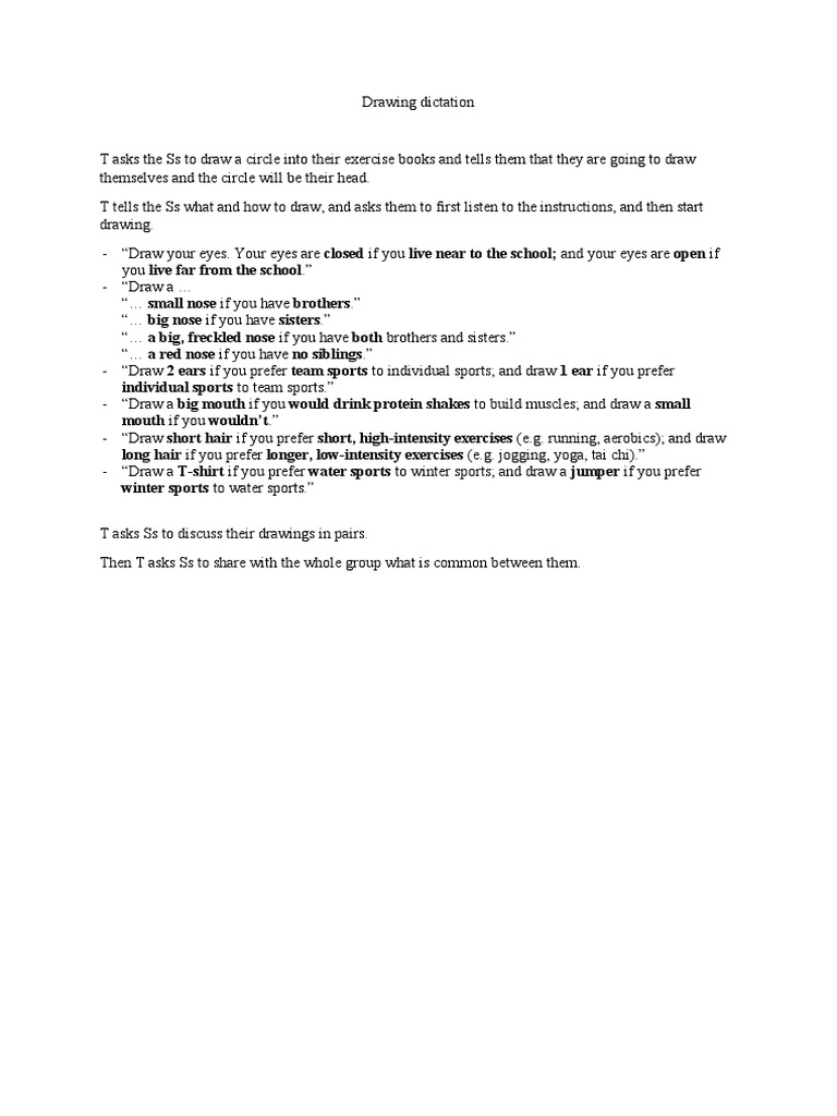 Drawing Dictation | PDF