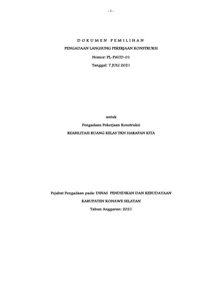 1.dokumen Pemilihan RUANG KELAS TKN HARAPAN KITA | PDF