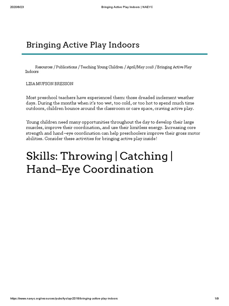 Bringing Active Play Indoors - NAEYC | PDF