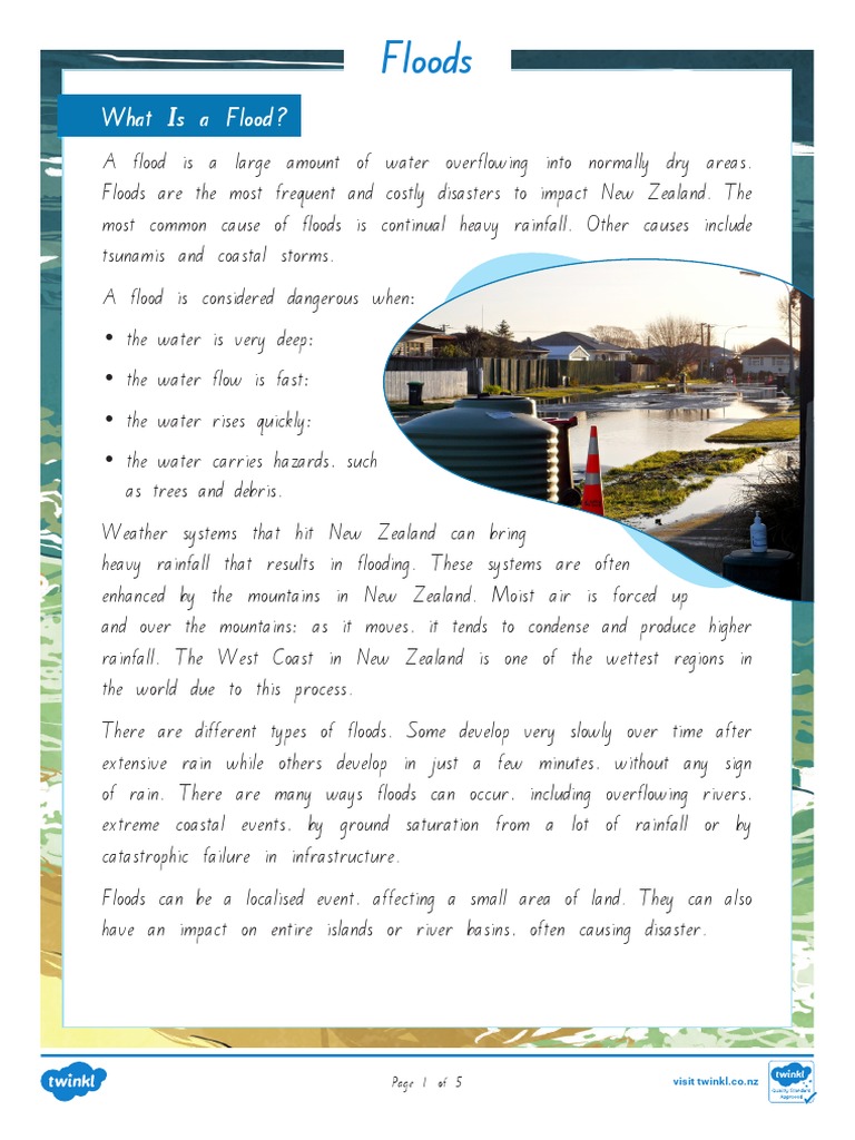 Floods Information and Comprehension Activity | PDF | Flood | Rain