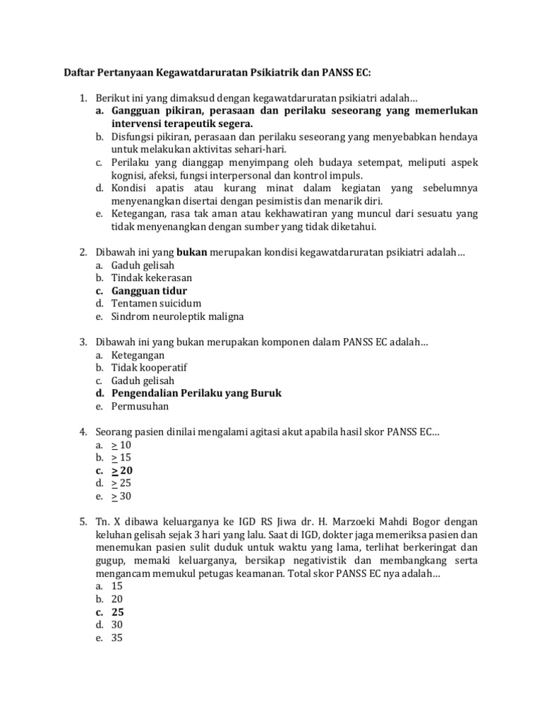 Skor PANSS EC dalam Kegawatdaruratan Anak | PDF | Pengembangan Diri