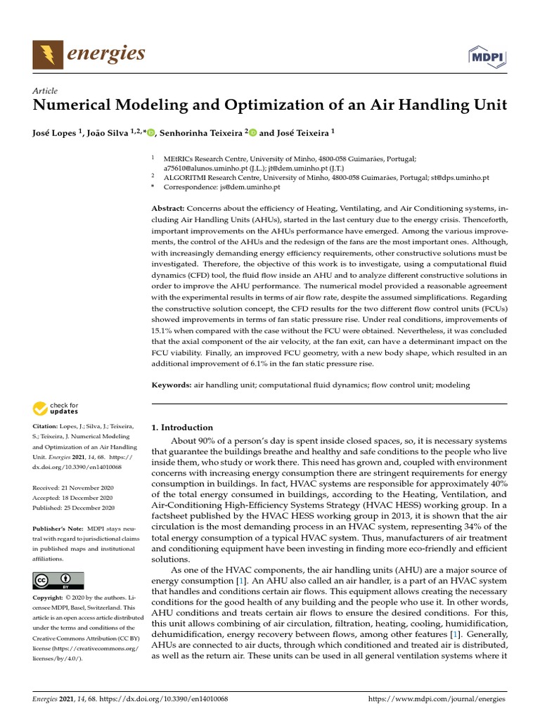Numerical Modeling and Optimization of An Air Hand | PDF | Fluid Dynamics | Uncertainty