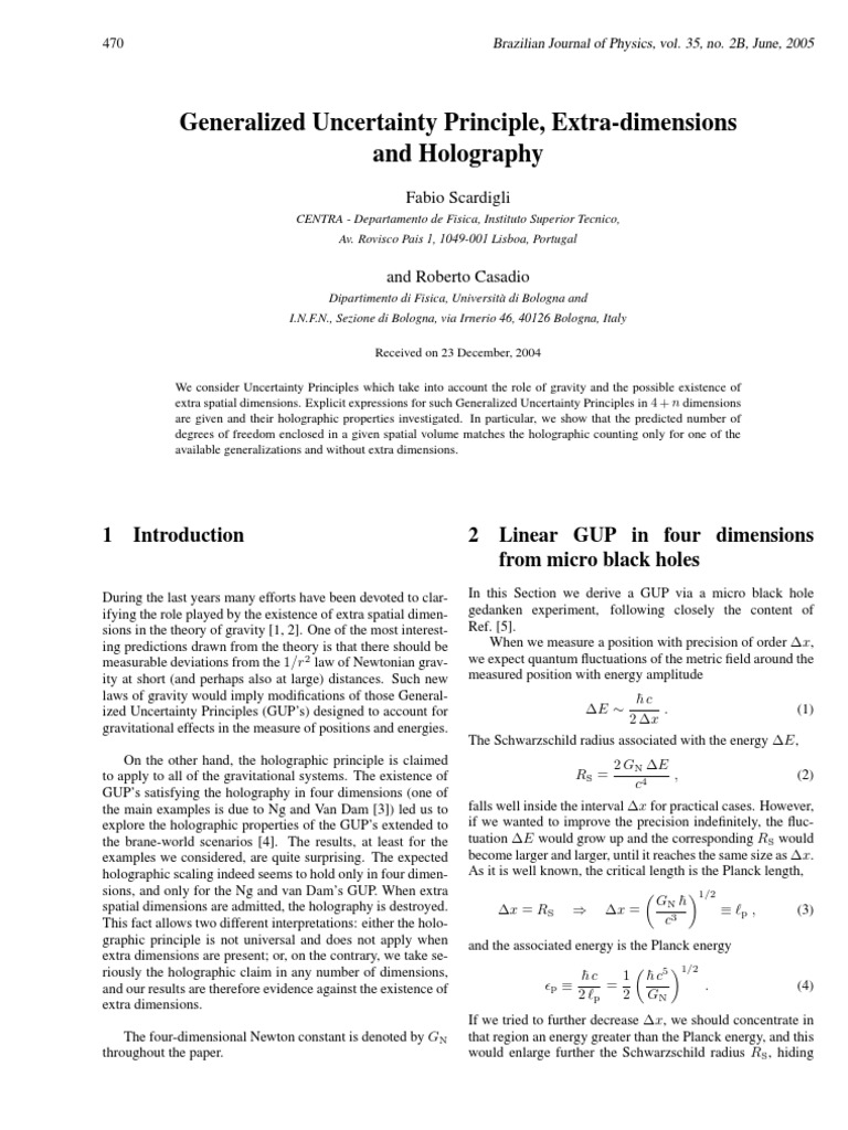 Generalized Uncertainty Principle, Extra-Dimensions and Holography ...