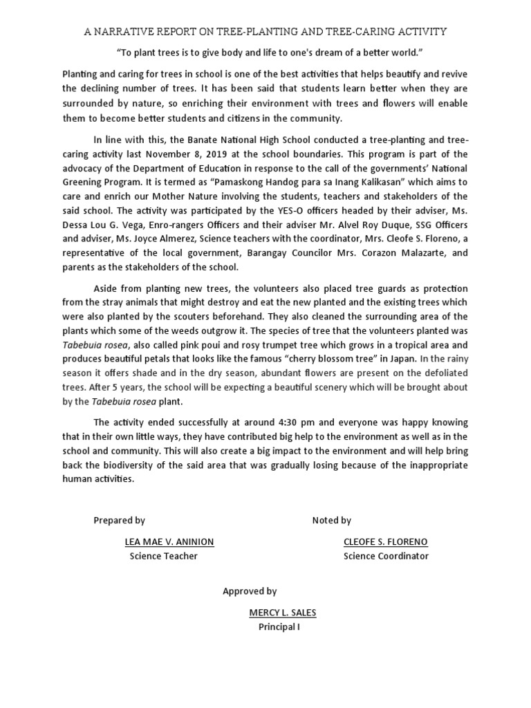 Tree Planting Activity Report 2019 | PDF | Botany | Organisms