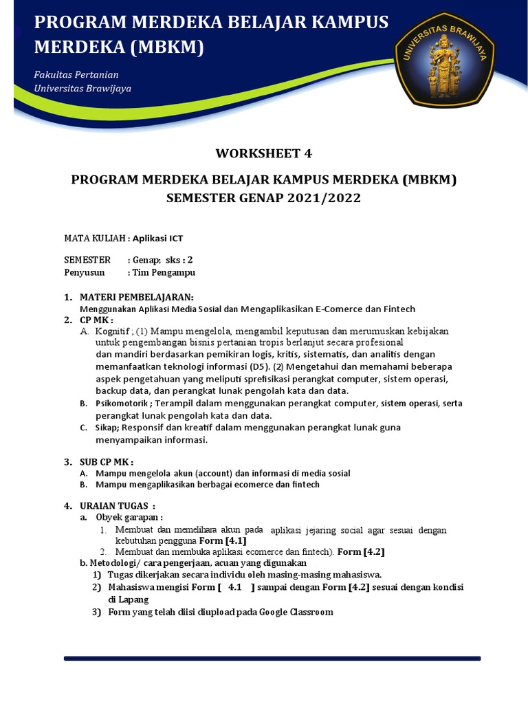 Worksheet 4 Aplikasi Ict Fix | PDF | Karier & Perkembangan | Bisnis