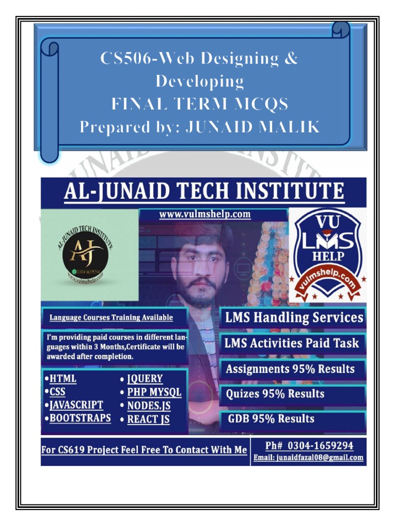 Cs506 Final Term Solved Subjective by Junaid | PDF | Java (Programming Language) | Hypertext ...