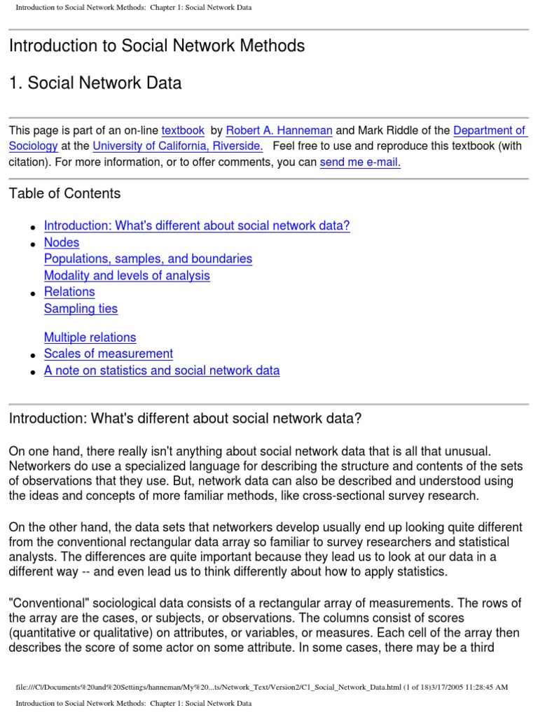 Introduction To Social Network Methods | PDF