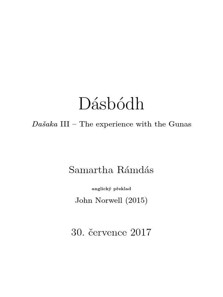 Dásbódh: Experience with the Gunas | PDF | Ātman (Hinduism) | Experience
