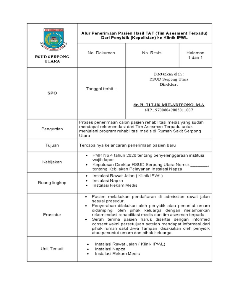 Alur Penerimaan Pasien TAT | PDF