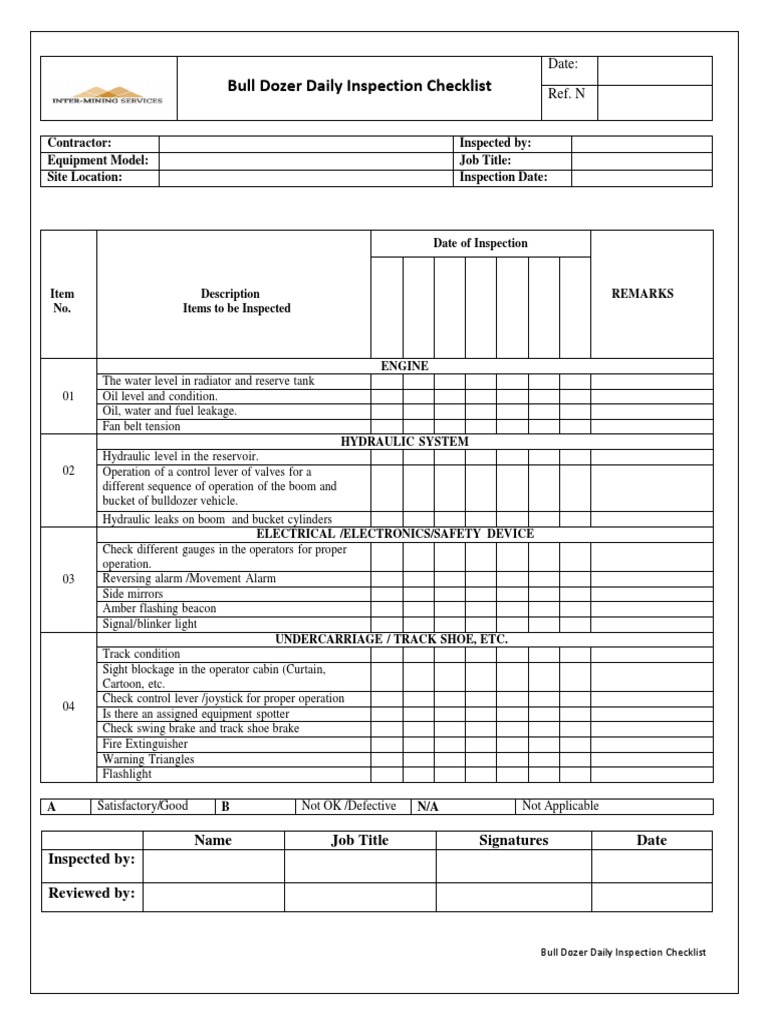 Checklist Bulldozer | PDF