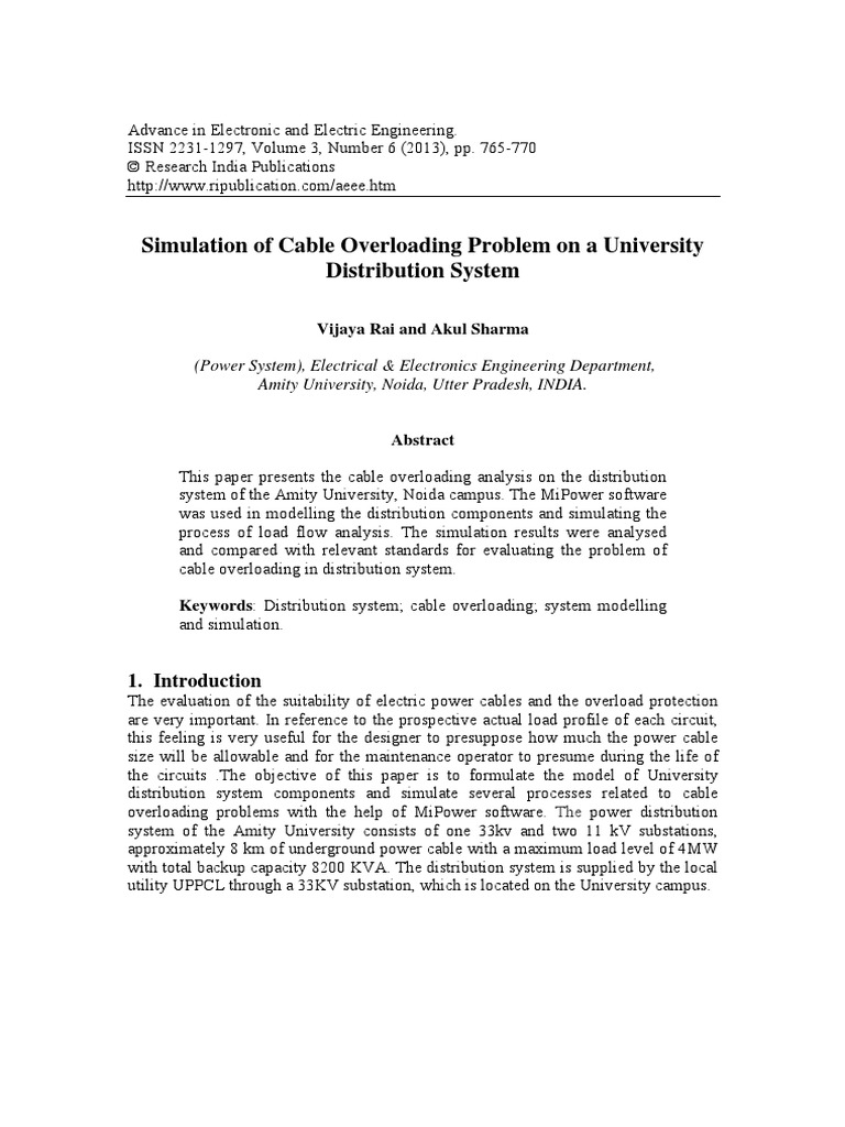 Simulation of Cable Overloading | PDF | Transformer | Electrical Substation