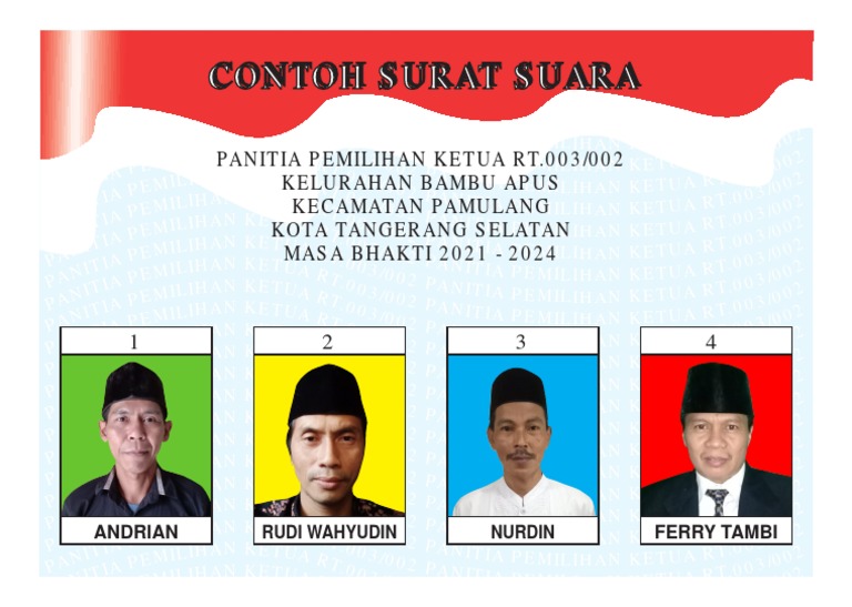 Contoh Surat Suara Pemilihan Ketua RT | PDF Contoh Surat Suara Pemilihan Ketua RT | PDF