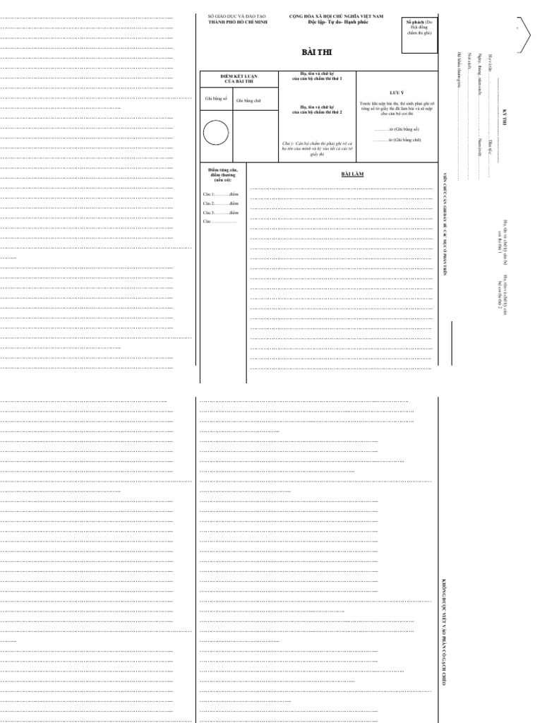 Mau Giay Thi A3 | PDF