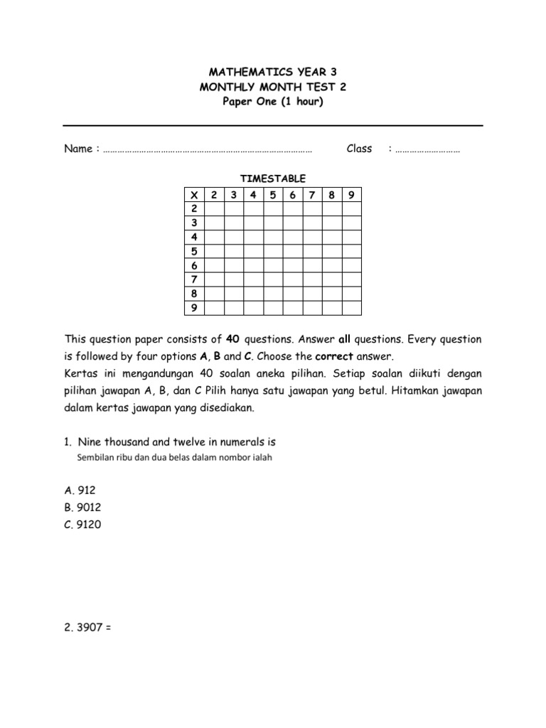 Mathematics Year 3 | PDF