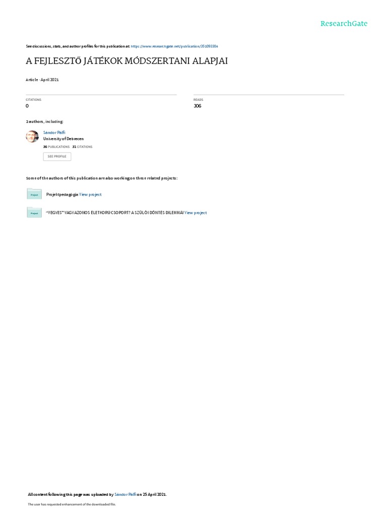 Afejlesztjtkokmdszertanialapjai2015Bakosi Plfi | PDF
