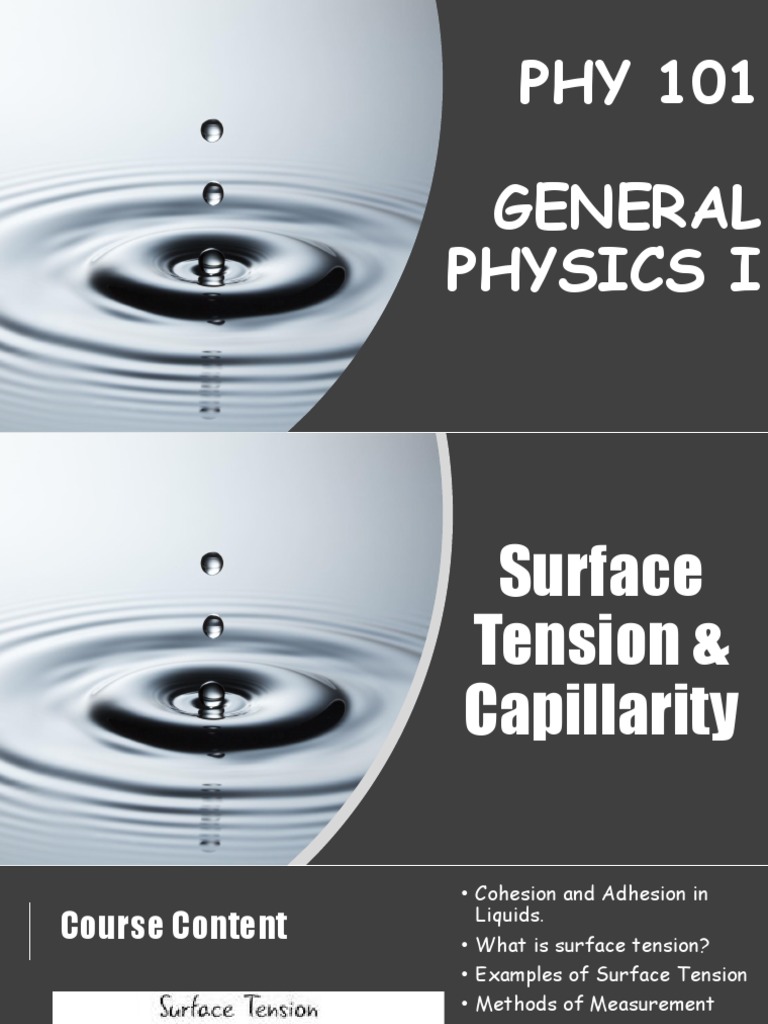 Phy 101 Surface Tension and Capillary Effect | PDF | Drop (Liquid ...