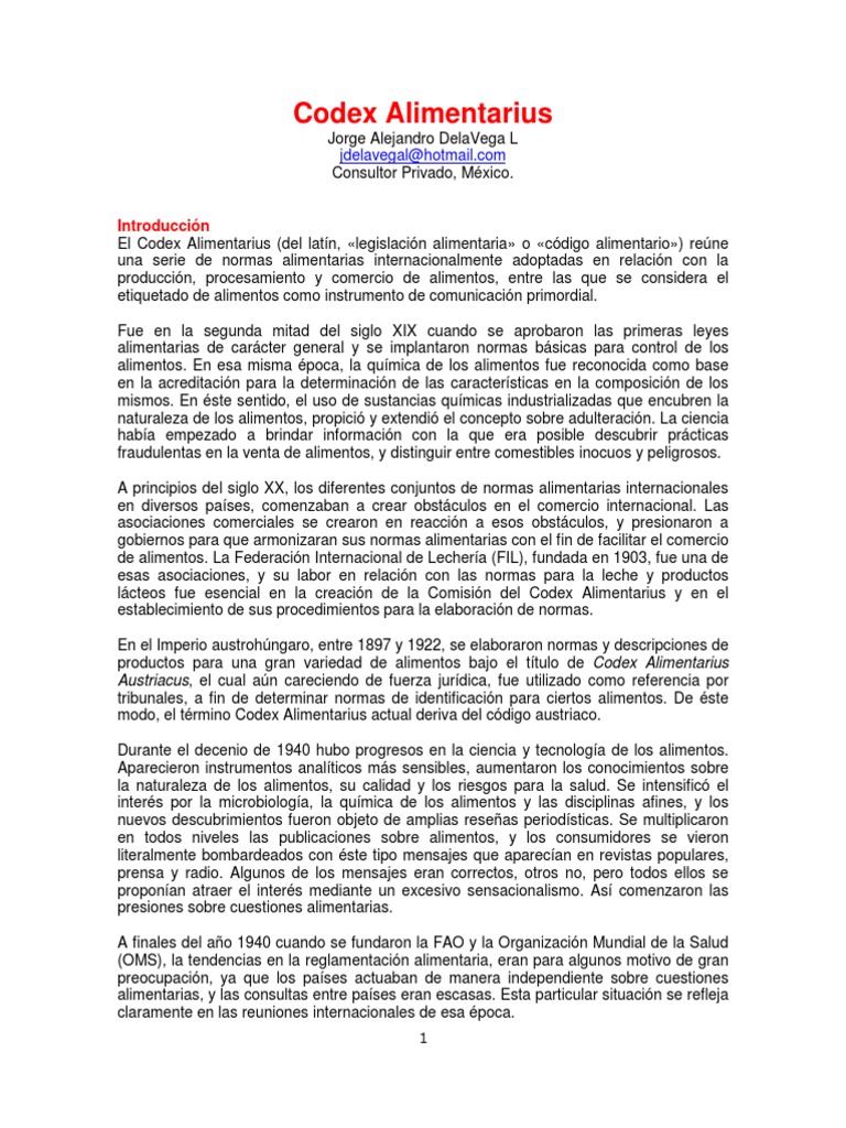 Codex Alimentarius | PDF