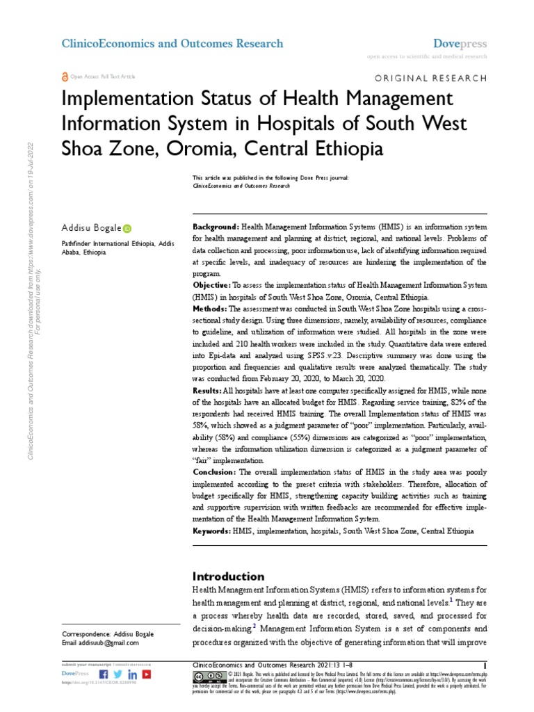 Ceor 288998 Implementation Status of Health Management Information Syste | PDF | Health Care ...