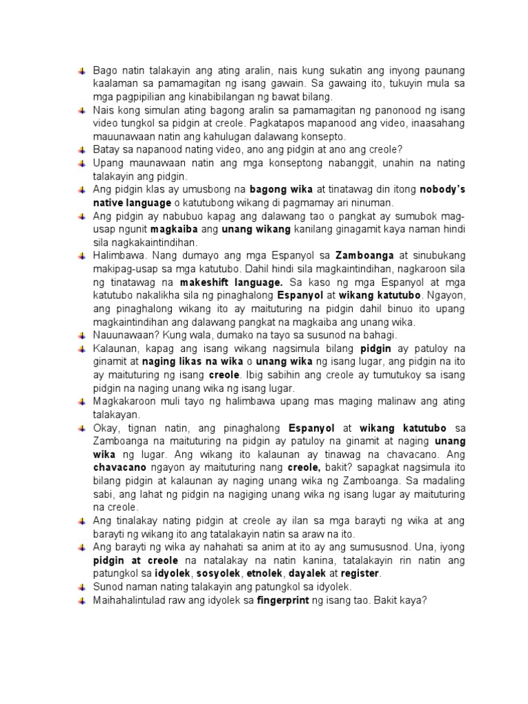 Barayti NG Wika Script | PDF