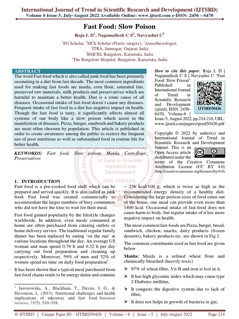 Fast Food Slow Poison | Download Free PDF | Foods | Fast Food