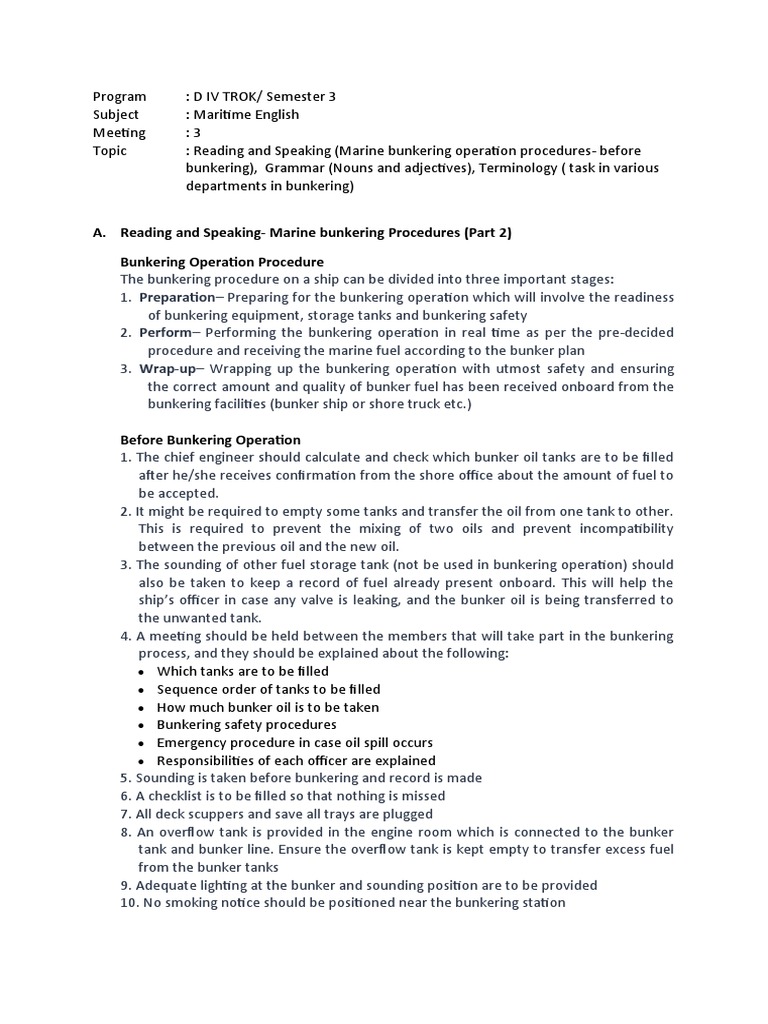 Pre-Bunkering Procedures: A Summary of the Key Steps before Commencing ...