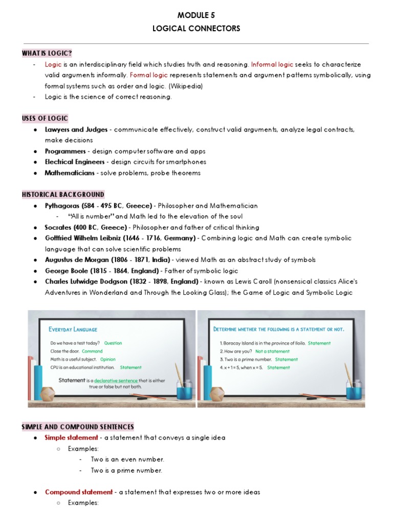 Module 5 Introduction to Logic | PDF | Logic | Truth