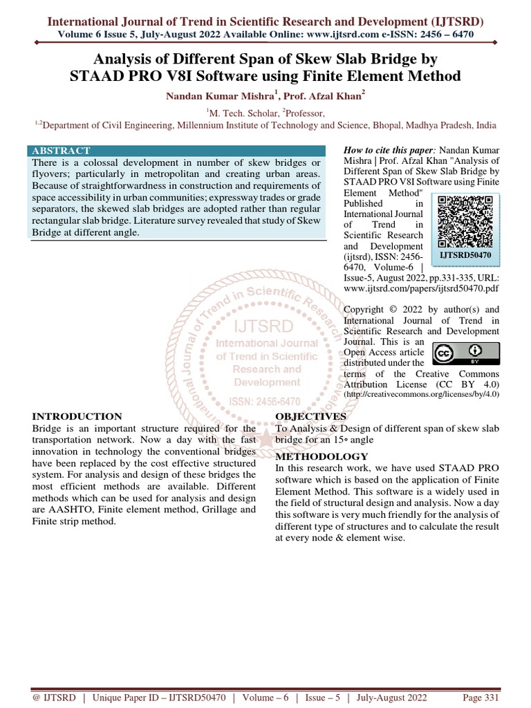 Analysis of Different Span of Skew Slab Bridge by STAAD PRO V8I ...