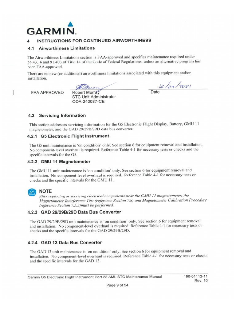 Garmin G5 Maintenance Manual Overview | PDF | Manufactured Goods ...