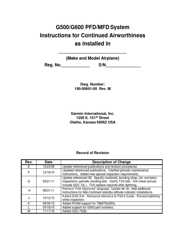 G500/G600 PFD/MFD System Maintenance Guide | PDF | Battery Charger ...